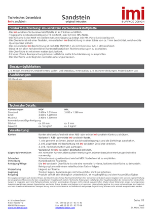 PDF-Kataloge, Datenblätter, Verarbeitungshinweise | imi surface design
