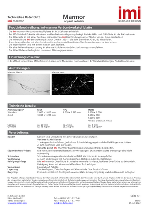 PDF-Kataloge, Datenblätter, Verarbeitungshinweise | imi surface design
